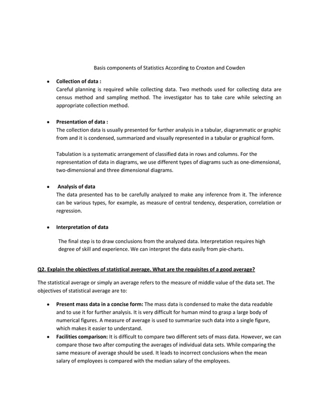 Statistics for management | DOCX | Business | Business and Finance