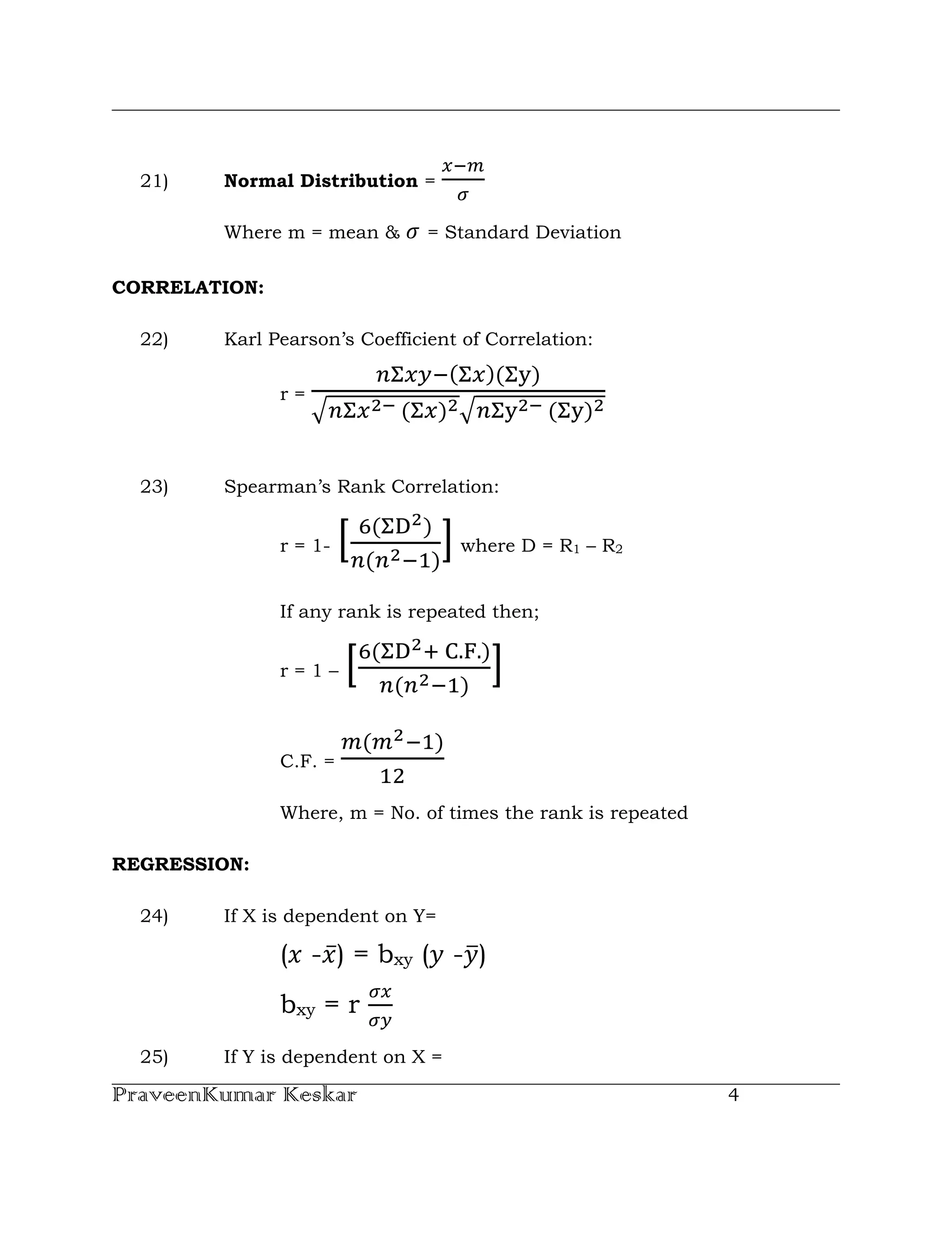 Statistics formulae | PDF