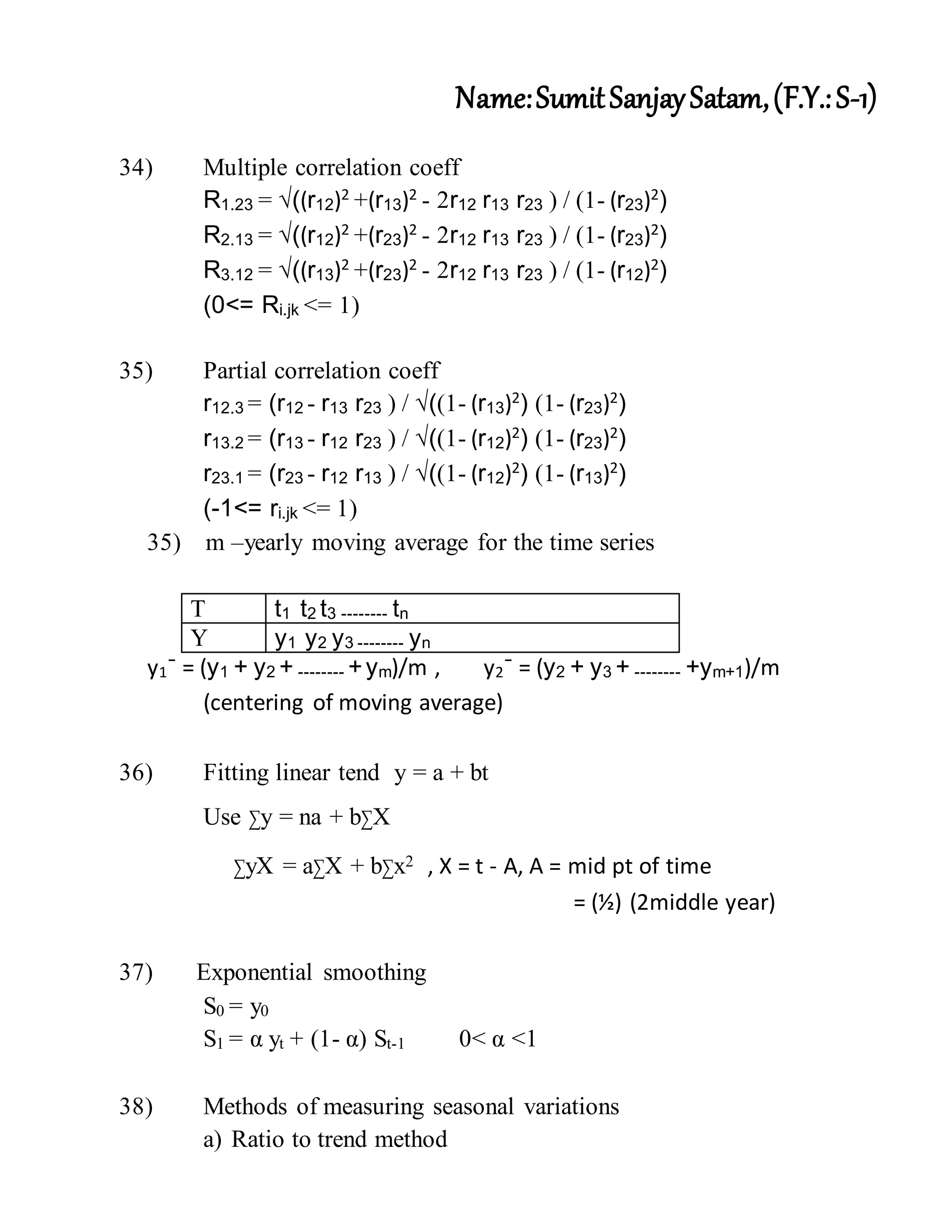 Statistics formulaee | PDF