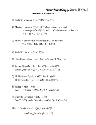 Statistics formulaee | PDF