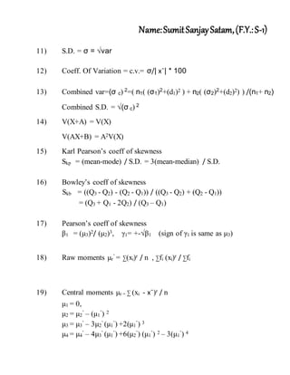 Statistics Formulaee Docx