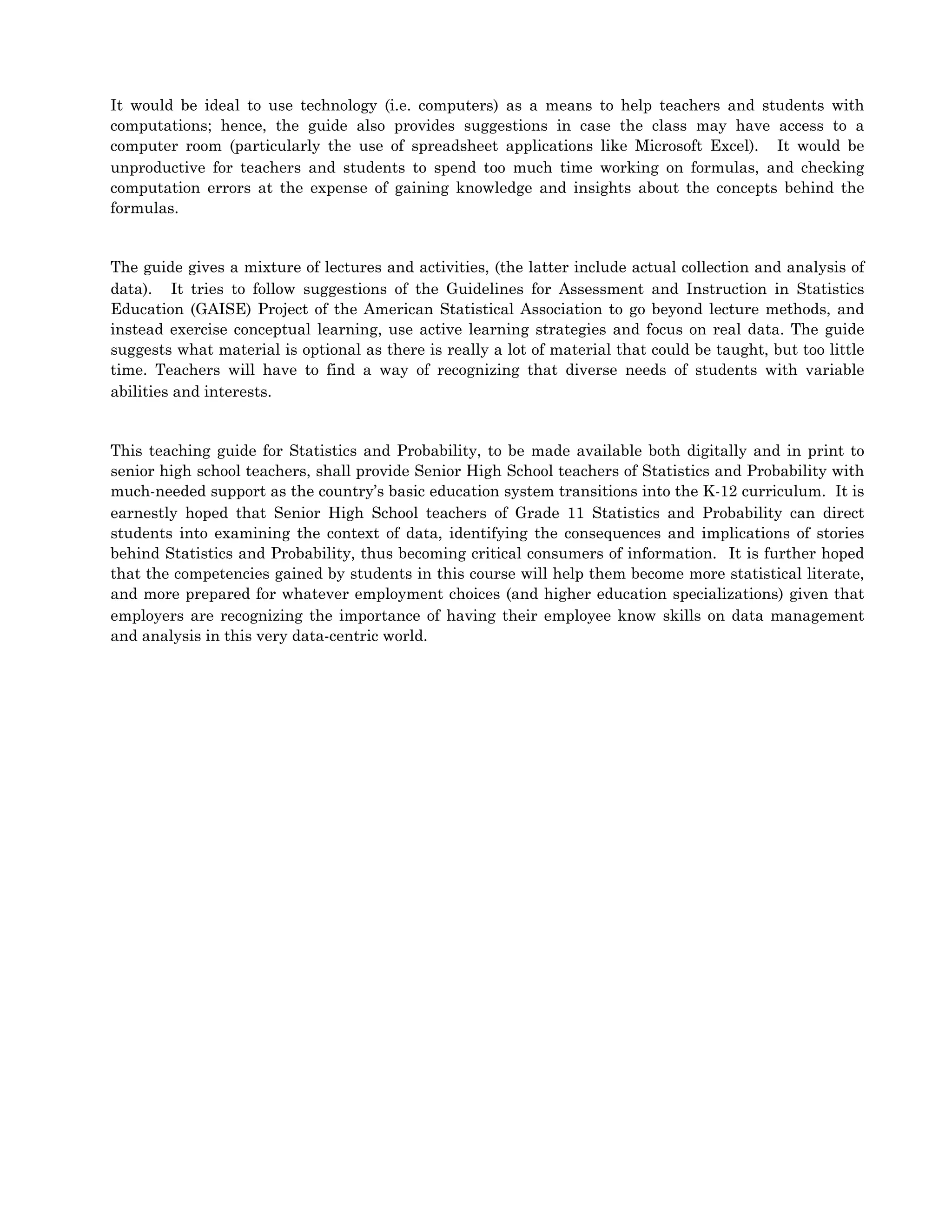 STATISTICS AND PROBABILITY (TEACHING GUIDE) | PDF