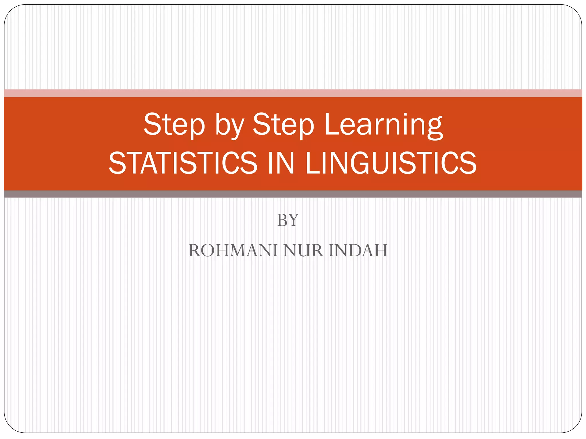Statistics in linguistics 2014 | PPT