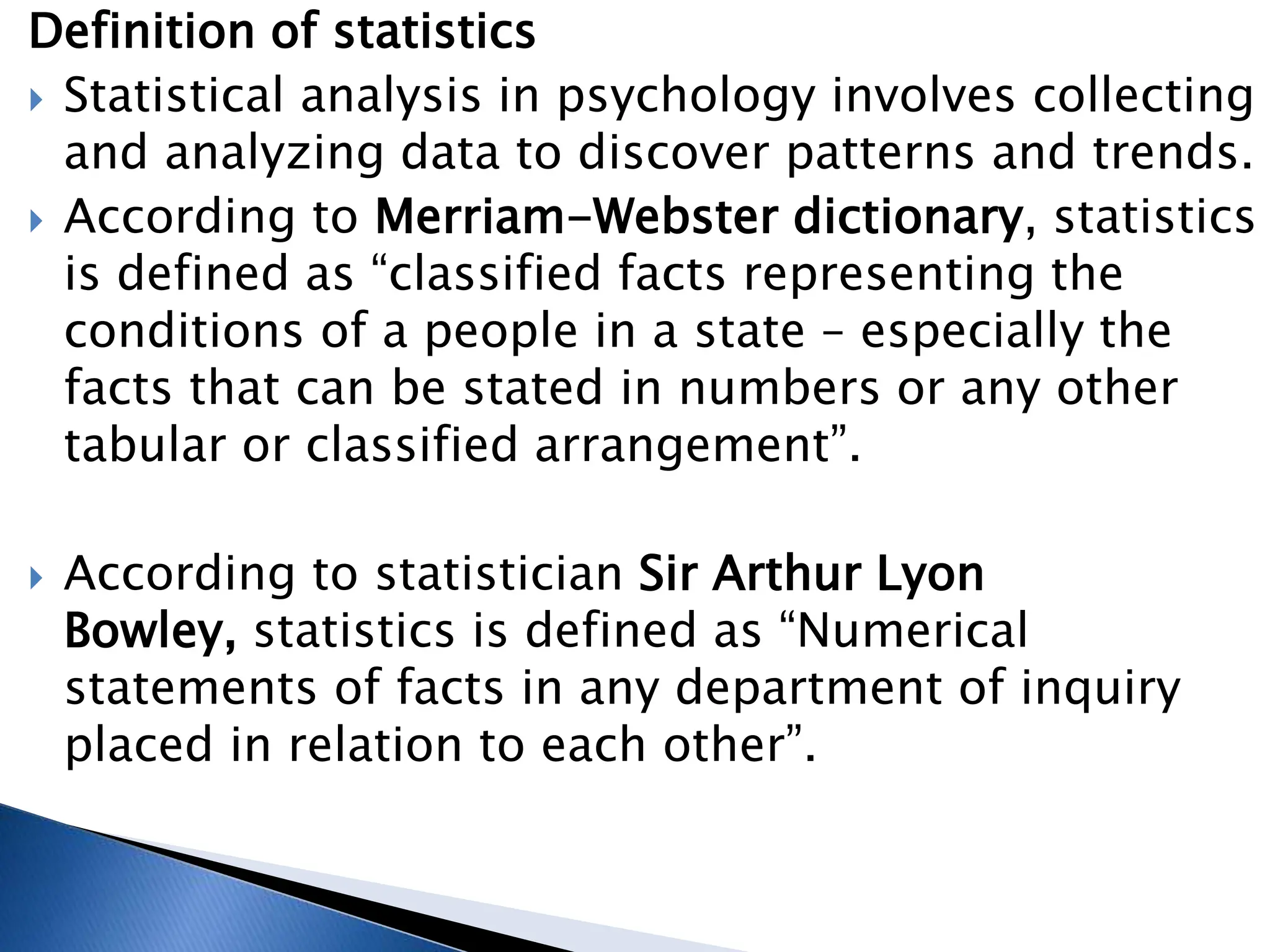 Importance and function of Statistics in psychology. | PPTX