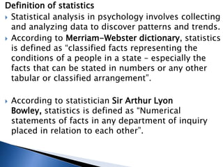 Importance and function of Statistics in psychology. | PPTX