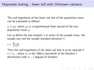 Point Estimate, Confidence Interval, Hypotesis tests | PPT