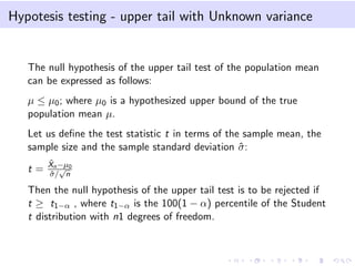 Point Estimate, Confidence Interval, Hypotesis tests | PPT