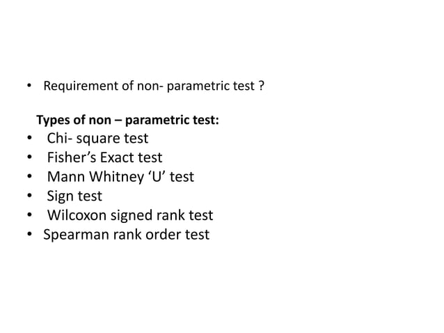 Statistics of Non-Parametric test Biostat.ppt | Medical Tests | Medical ...