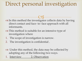 Statistics presentation on primary data and methods for collecting it ...