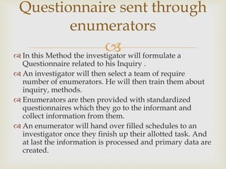Statistics presentation on primary data and methods for collecting it ...