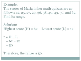 Statistics report THE RANGE | PPT