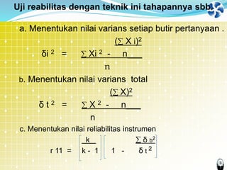Statistik pengukuran instrumen reliabilitas | PPTX