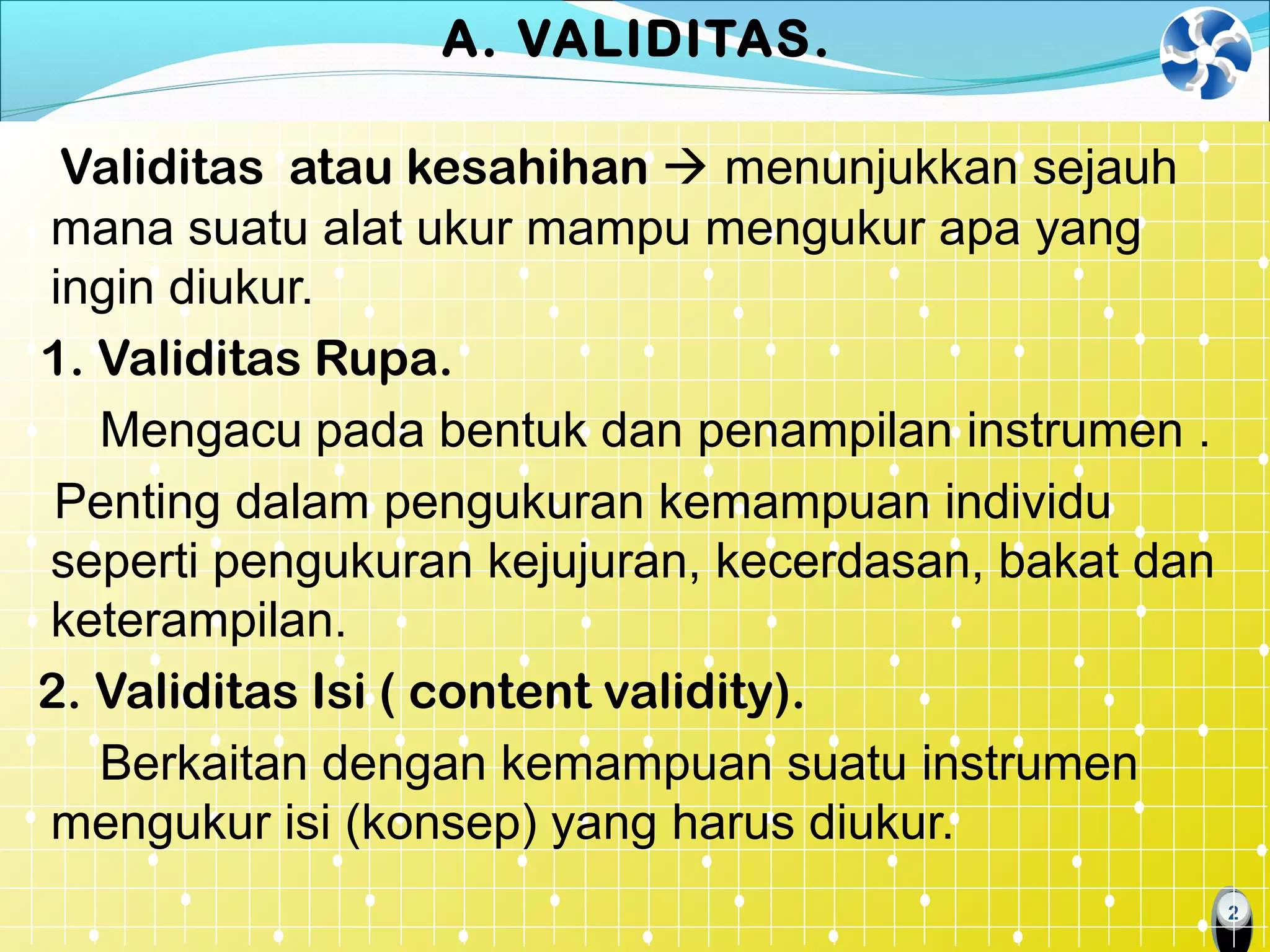 Statistik pengukuran instrumen validitas | PPT