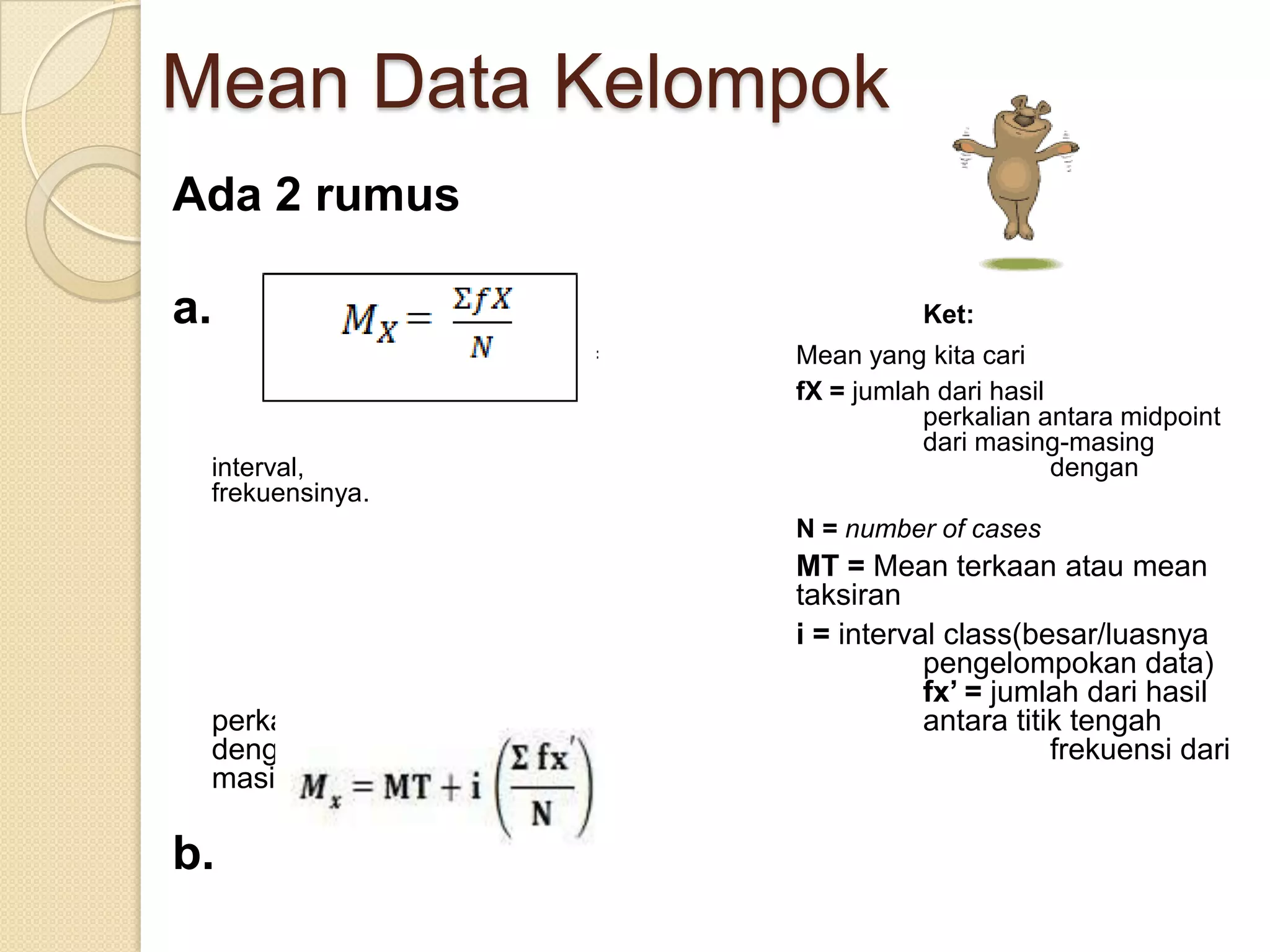 Statistik 2 mean,median,modus data kelompok | PPTX