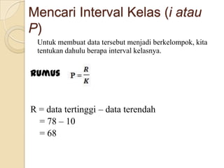Statistik 2 mean,median,modus data kelompok | PPTX