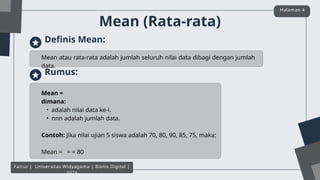 STATISTIKA - 3: Ukuran Pemusatan Data: Mean, Median, dan Modus.pptx