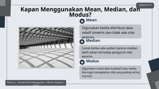 STATISTIKA - 3: Ukuran Pemusatan Data: Mean, Median, dan Modus.pptx