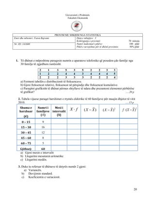 Statistika - Provime të kaluara | PDF
