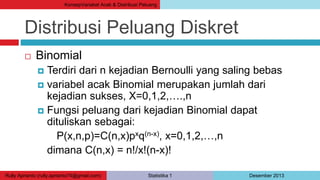 Statistika Konsep Variabel Acak & Distribusi Peluang | PPTX