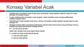 Statistika Konsep Variabel Acak & Distribusi Peluang | PPTX