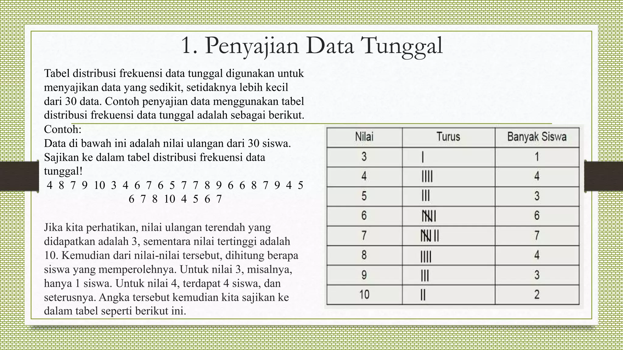 Statistika 1 (penyajian data) | PPTX