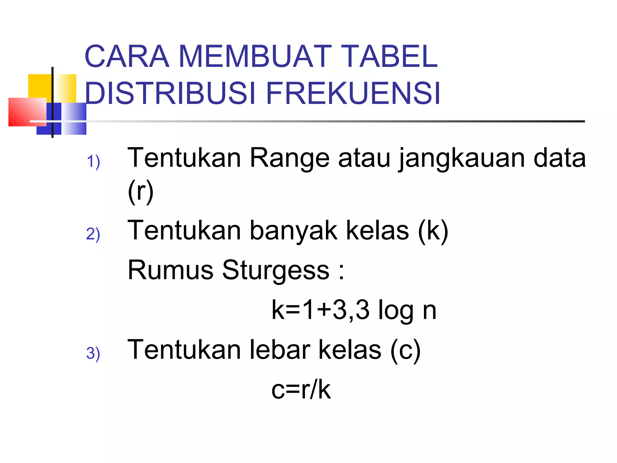 Statistika Tabel Distribusi Frekuensi | PPT