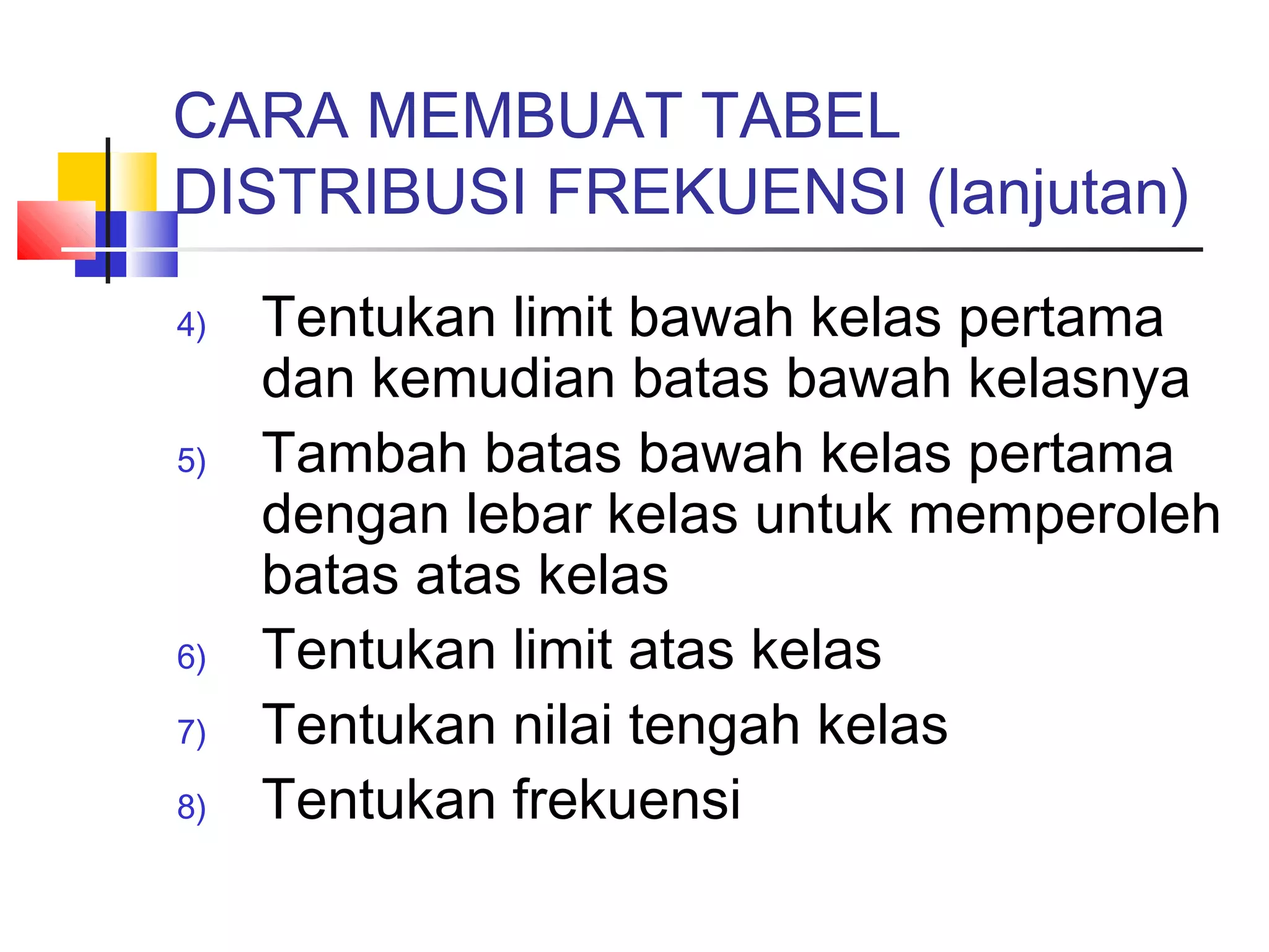 Statistika Tabel Distribusi Frekuensi | PPT