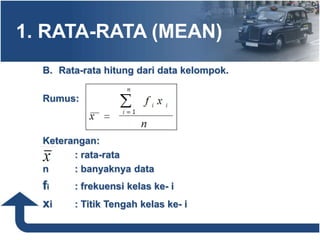 Statistika dasar pemusatan data | PPTX
