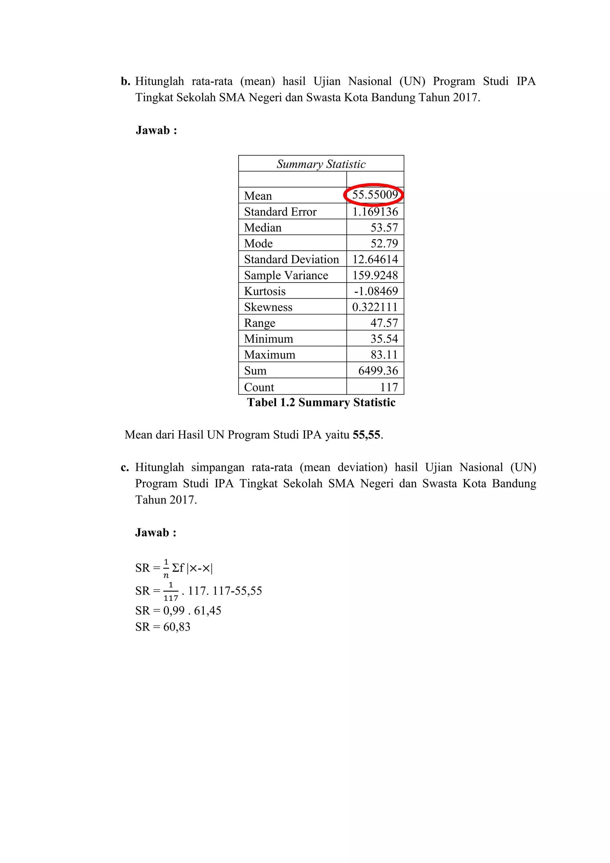 Contoh Statistika Deskriptif | PDF
