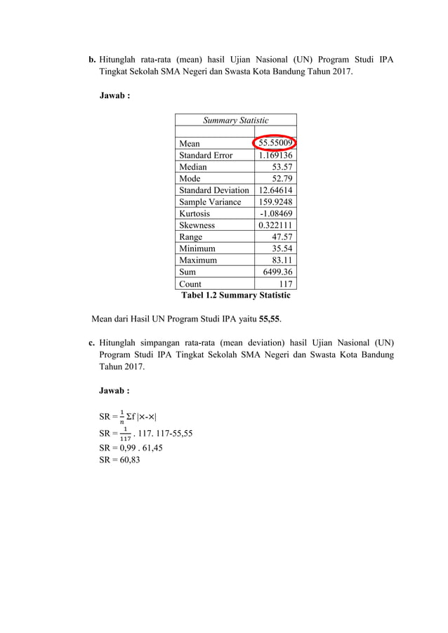 Contoh Statistika Deskriptif | PDF