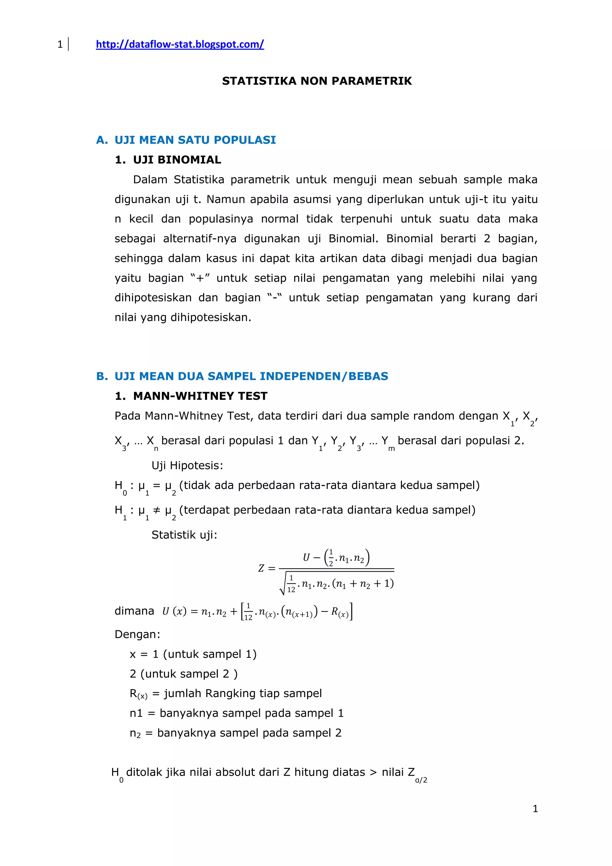 Statistika non parametrik | PDF