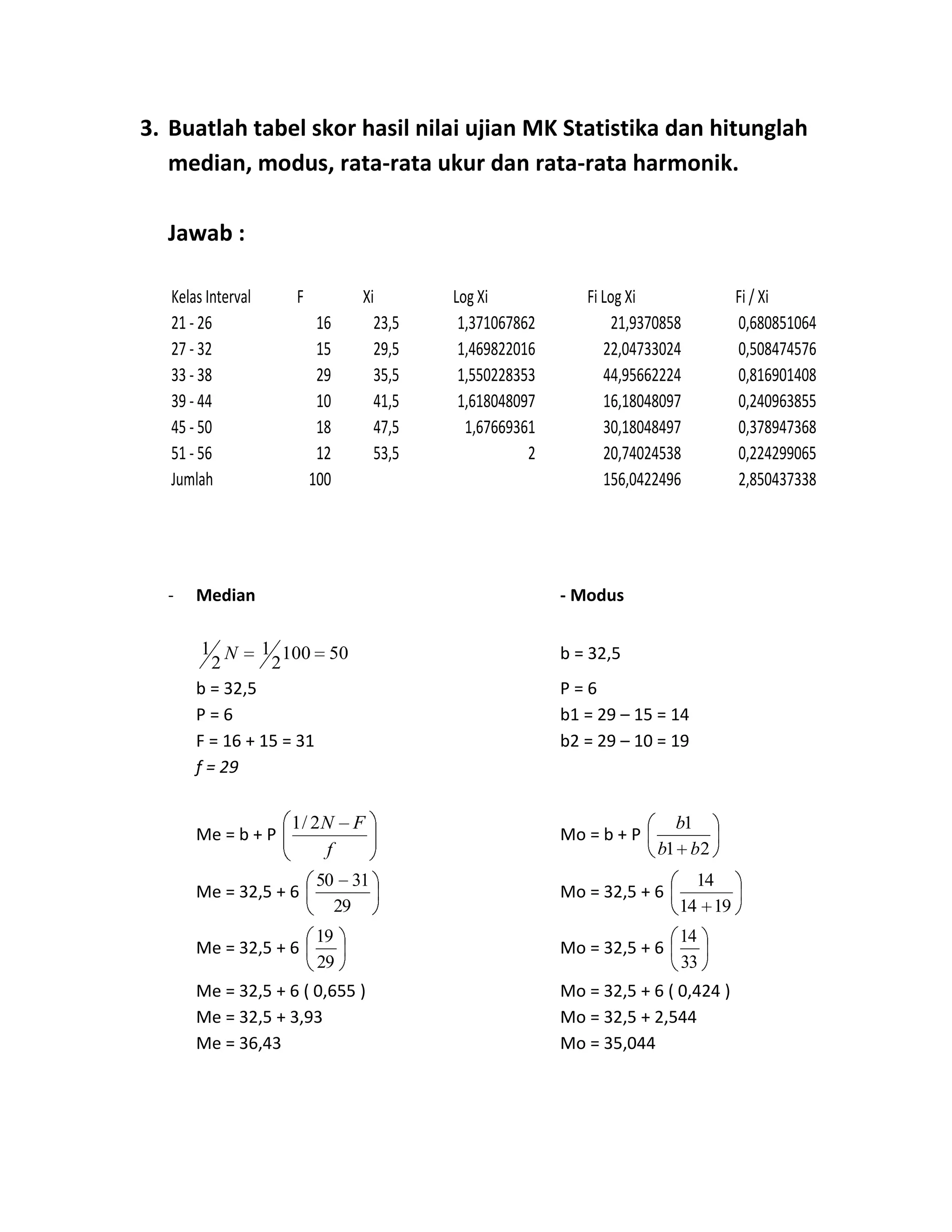 Statistika tugas tugas oleh ida susanti stain cot kala, 2011 | DOCX