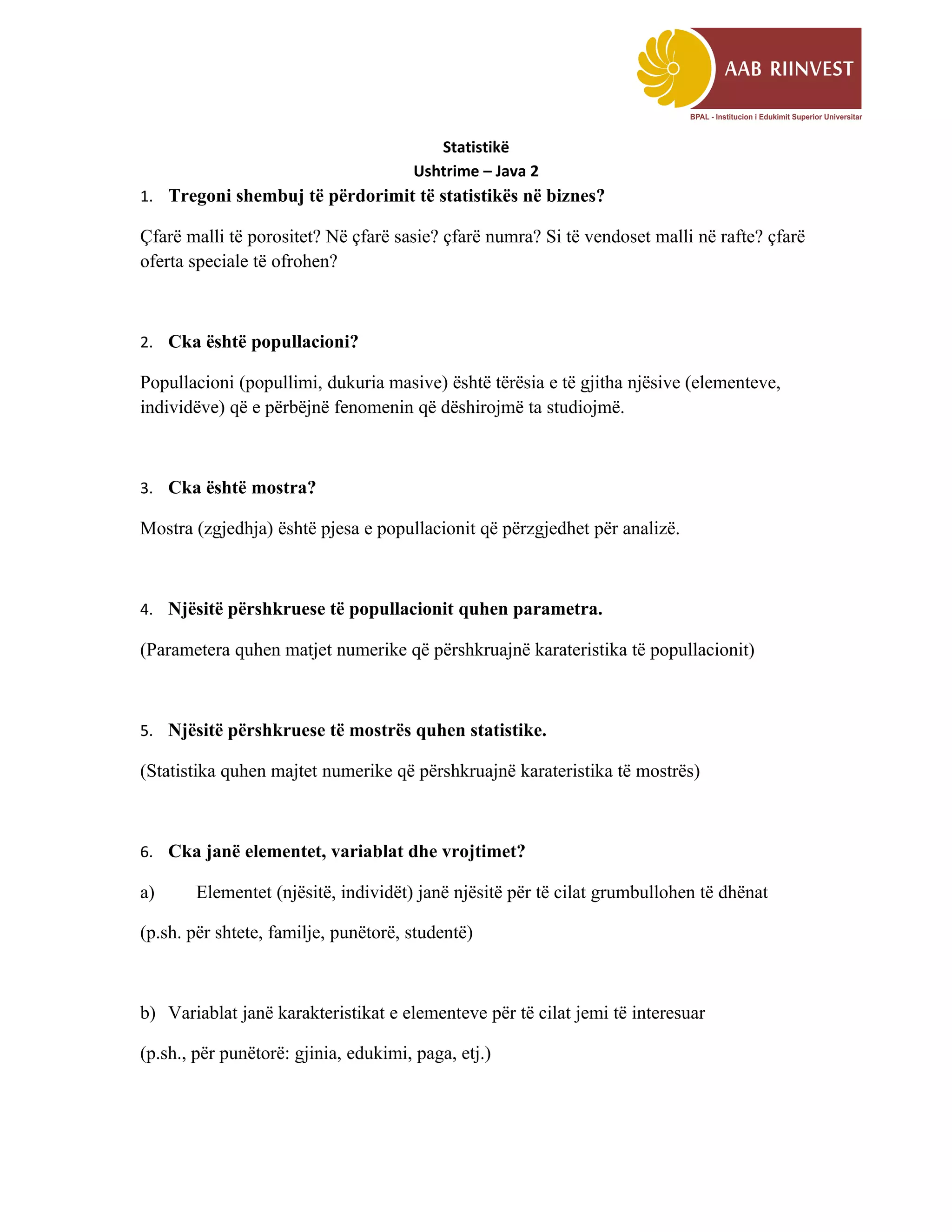 Statistike, ushtrime 2 | DOC
