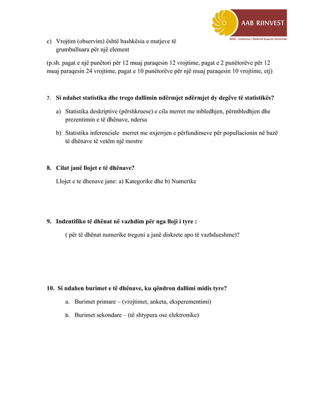 Statistike, ushtrime 2 | DOC