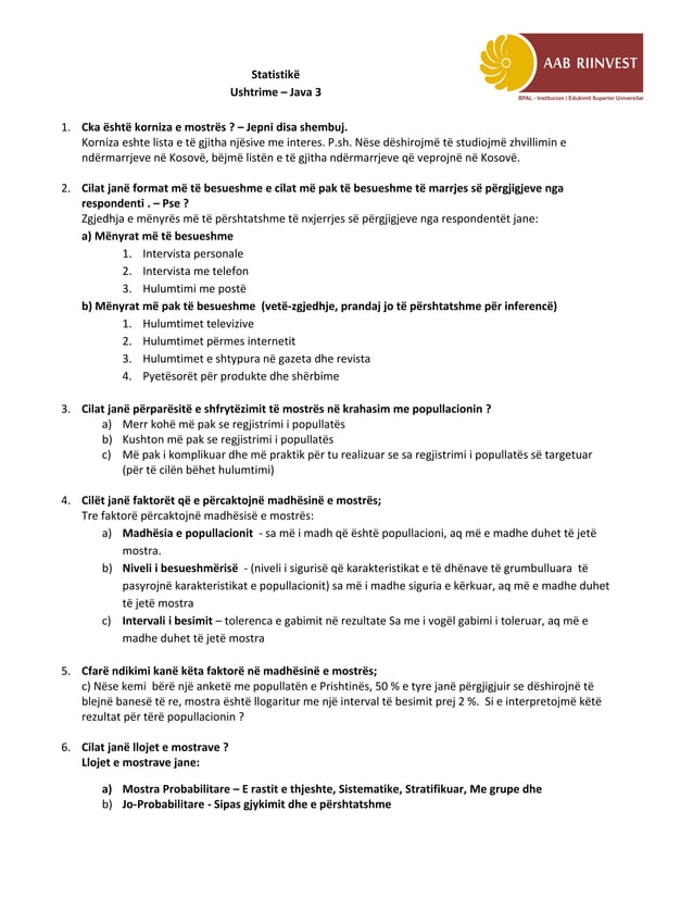 Statistike, ushtrime 3 | DOC