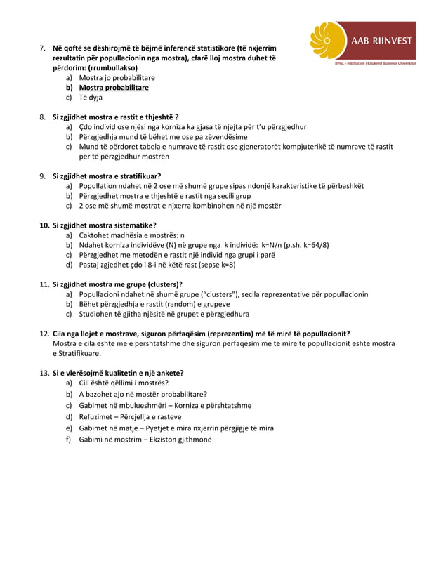 Statistike, ushtrime 3 | DOC