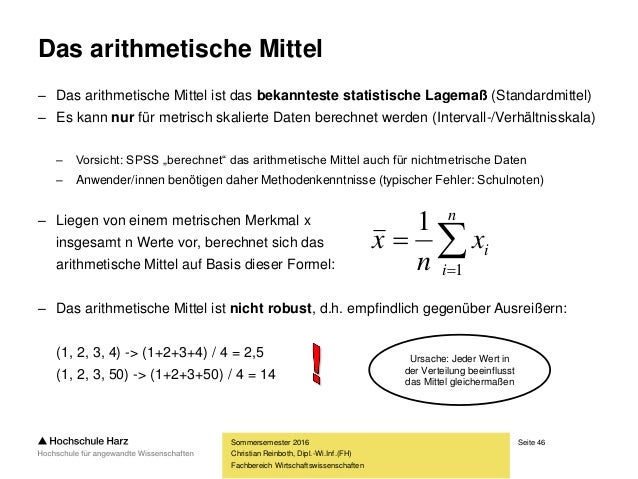 Arithmetisches Mittel Berechnen Statistik