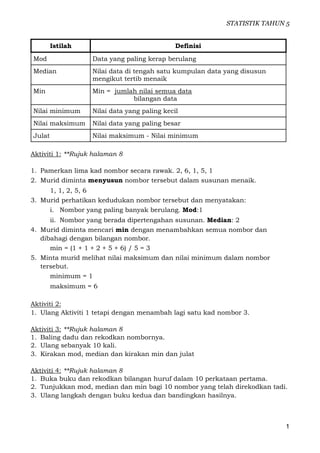 Statistik Tahun 5 | PDF