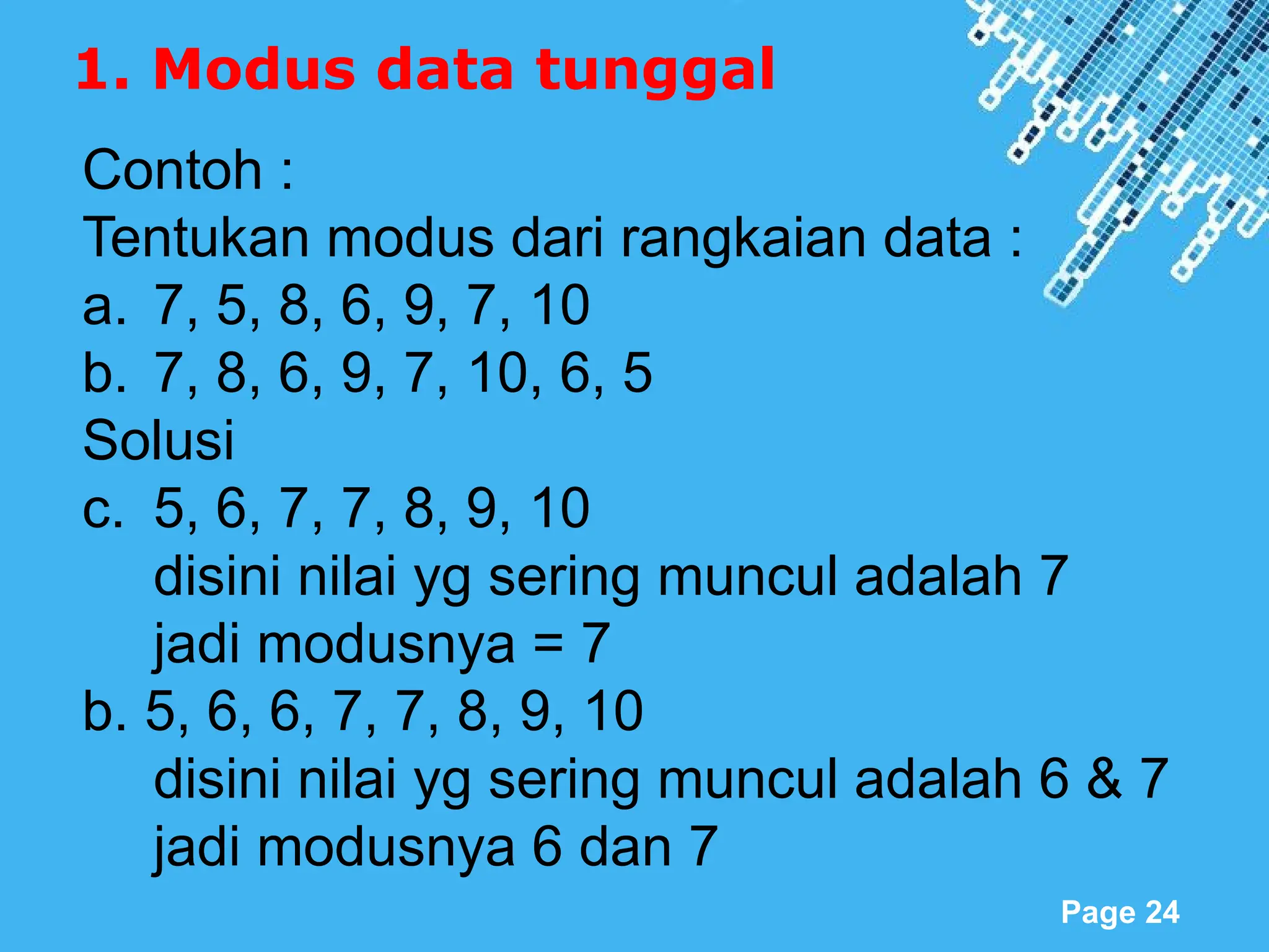 Statistik (ukuran pemusatan data mean, median dan modus). pptx | PPTX