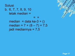 Statistik (ukuran pemusatan data mean, median dan modus). pptx | PPTX