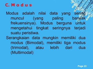 Statistik (ukuran pemusatan data mean, median dan modus). pptx | PPTX