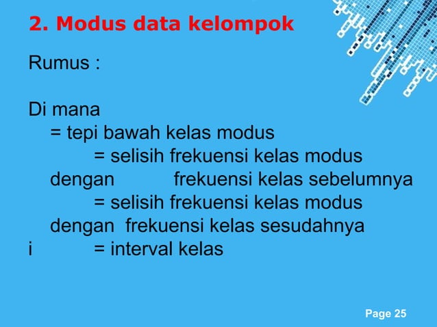 Statistik (ukuran pemusatan data mean, median dan modus). pptx | PPTX