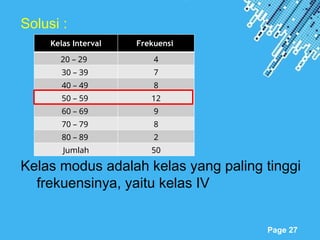 Statistik (ukuran pemusatan data mean, median dan modus). pptx | PPTX