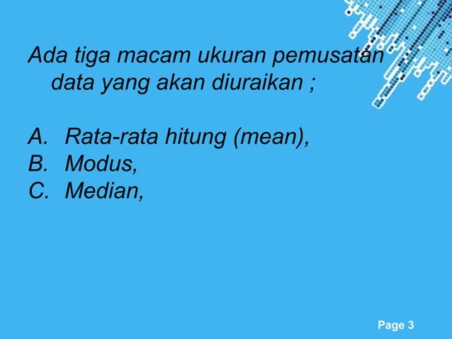 Statistik (ukuran pemusatan data mean, median dan modus). pptx | PPTX