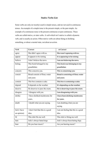 Stative verbs-list | PDF