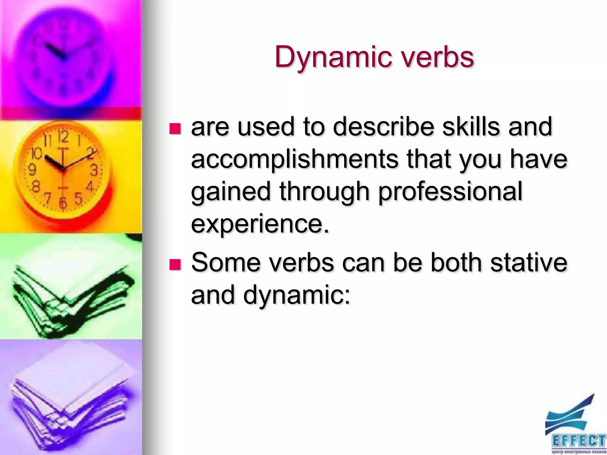 Stative and dynamic verbs | PPTX