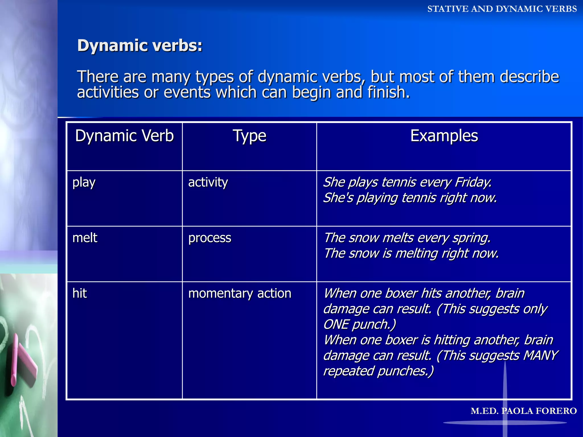 Stative and dynamic verbs | PDF