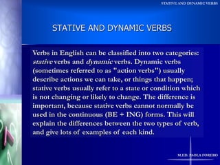 Stative and dynamic verbs | PDF
