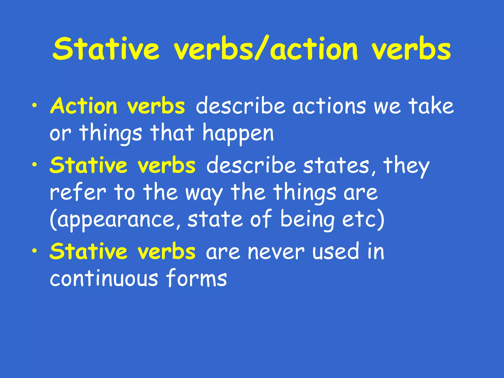 Stative verbs 5to | PPT