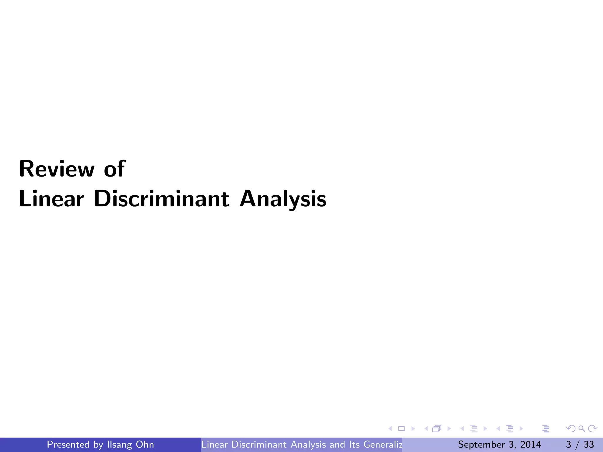 Linear Discriminant Analysis and Its Generalization | PDF